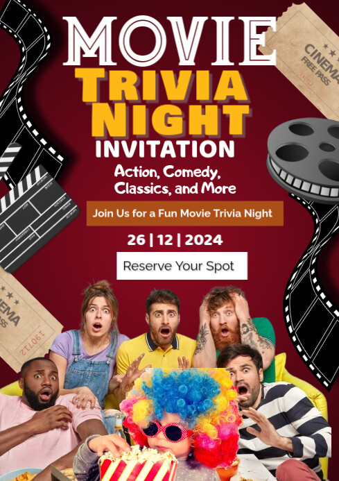 Copy of Red Grunge Movie Trivia Night Invitation A4 | PosterMyWall