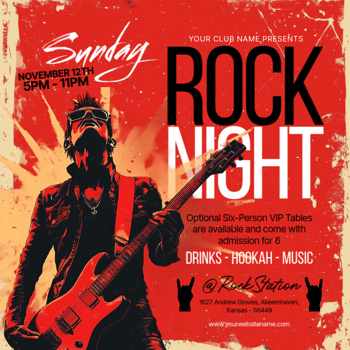 Red Grunge Rock Concert Instagram Post Template | PosterMyWall