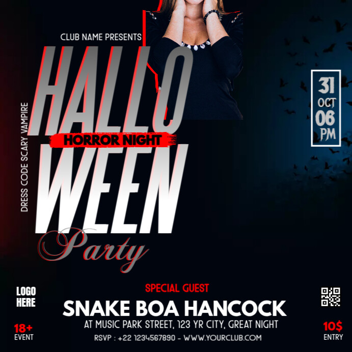 Red Halloween Night ads Template | PosterMyWall