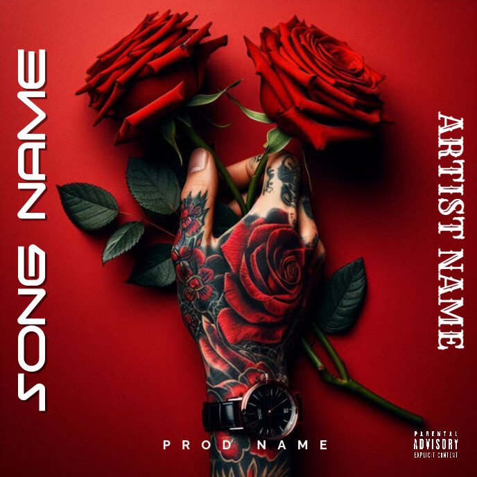 Plantilla de Red hand with red roses mixtape cover | PosterMyWall