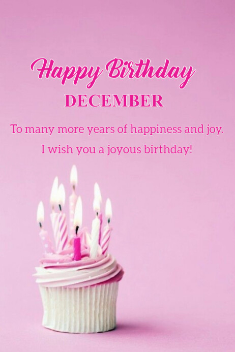 Red Happy Birthday December Poster Template | PosterMyWall