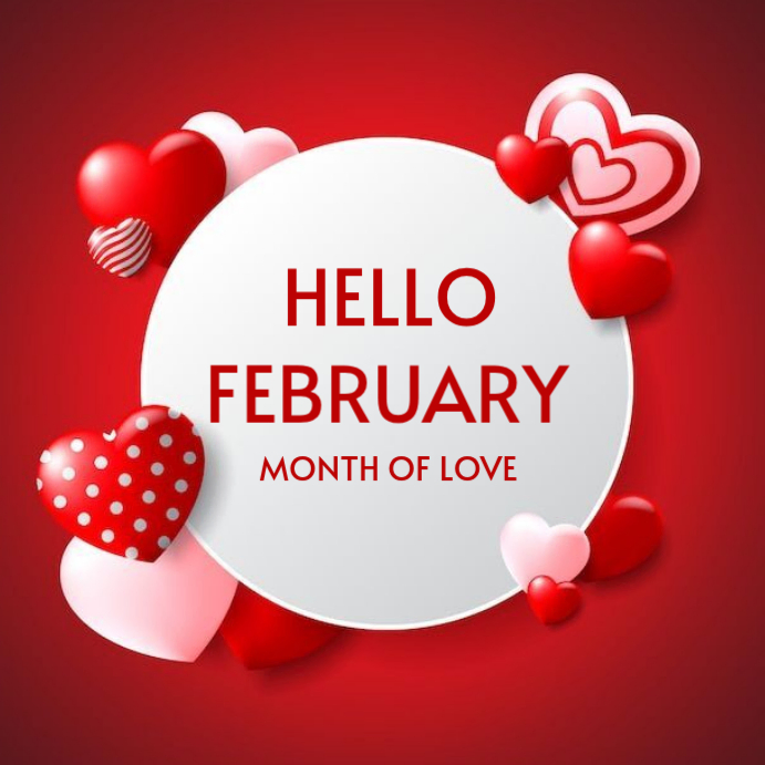 Red happy February Instagram Post Template | PosterMyWall