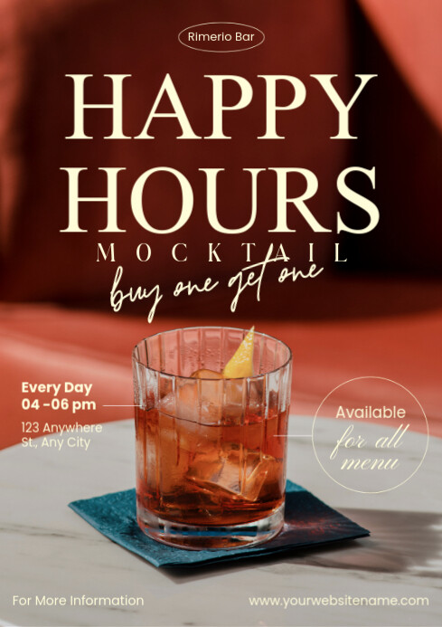 Copy of Red Happy Hour A4 | PosterMyWall
