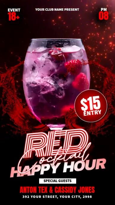 Copy of Red Happy Hour | PosterMyWall