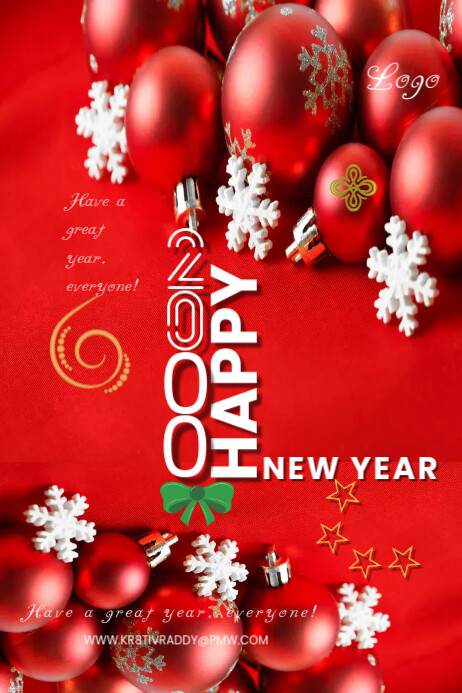 Copy of Red Happy New Year Card Poster | PosterMyWall
