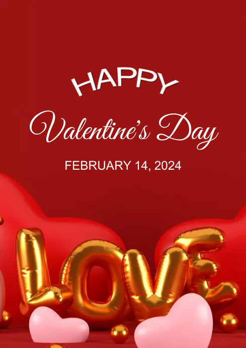 Red Happy Valentine's Day 2024 Template | PosterMyWall