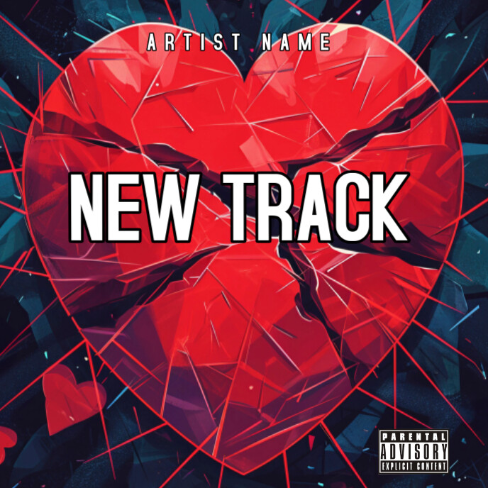 Red Heart Broken Album Cover Template | PosterMyWall