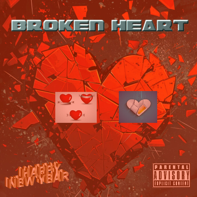 Red Heart Broken Album Cover Template | PosterMyWall