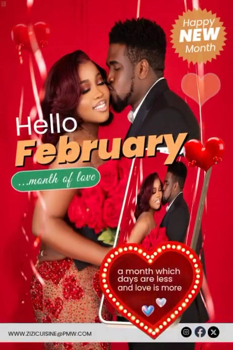 Red Hello February Poster Template | PosterMyWall