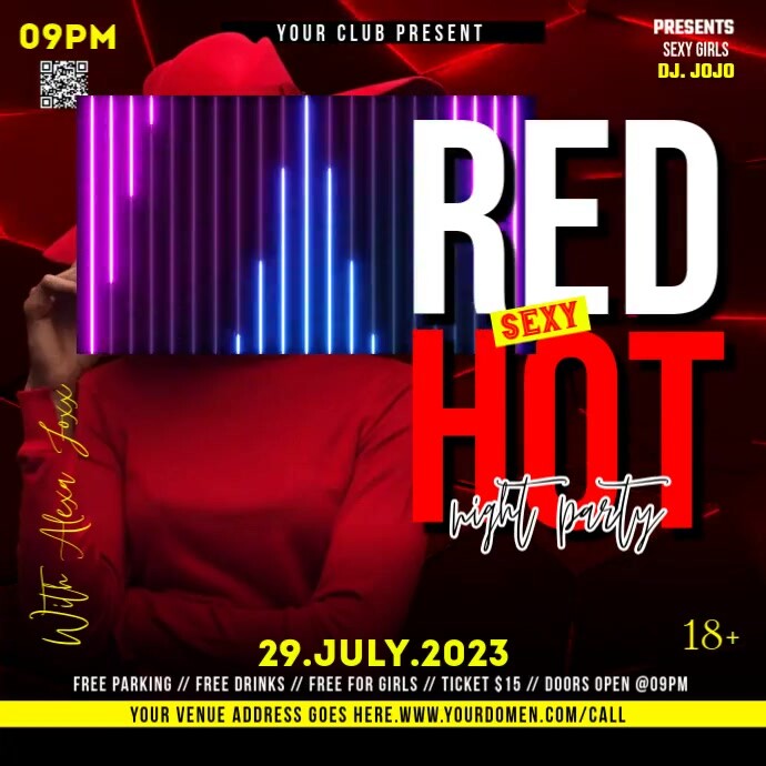 RED HOT NIGHT PARTY模板 | PosterMyWall