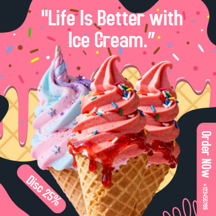 Red Ice Cream Instagram Post Template | PosterMyWall