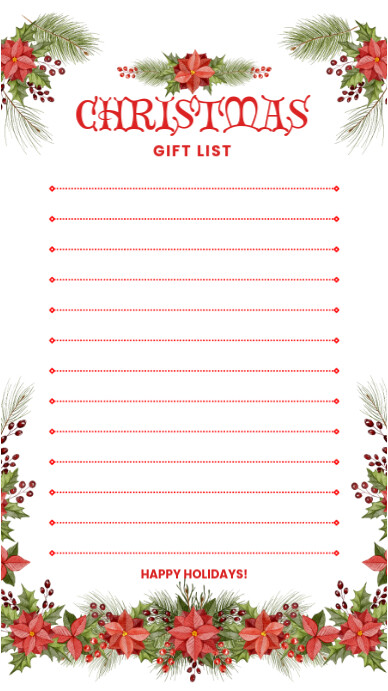 Copy of Red Illustrated Christmas Gift List | PosterMyWall