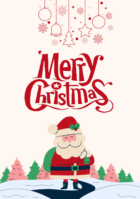 Red illustrated santa claus christmas | PosterMyWall