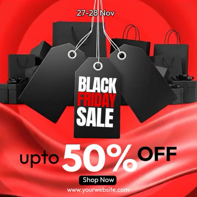 Red Illustrative Black Friday Sale Instagram Post Template | PosterMyWall