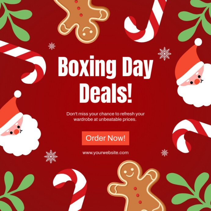 Red Illustrative Boxing Day Instagram Post Template | PosterMyWall