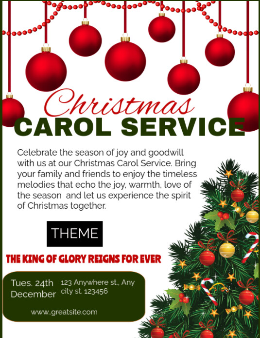 Red illustrative Christmas carol flyer Template | PosterMyWall
