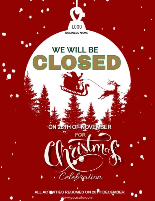 Red Illustrative Christmas Close Of Business Flyer (us Letter) Template ...