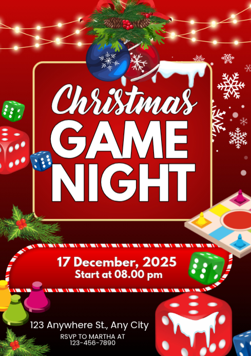 Copy of Red Illustrative Christmas Game Night A4 | PosterMyWall