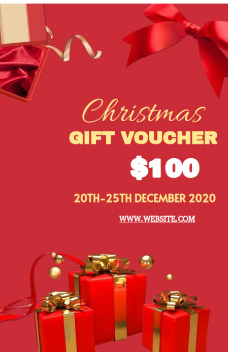 Red Illustrative Christmas Gift Voucher Design Pinterest Graphic ...