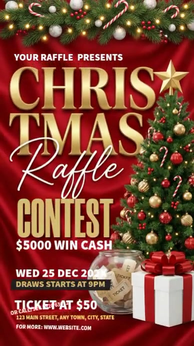 Plantilla de Red Illustrative Christmas Raffle Contest Instagram Story ...