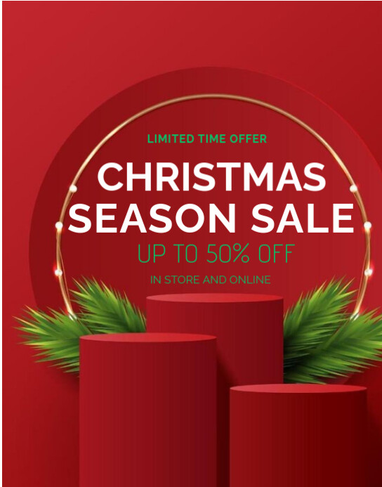 Red Illustrative Christmas Sale Promotion Poster/wallboard Template ...