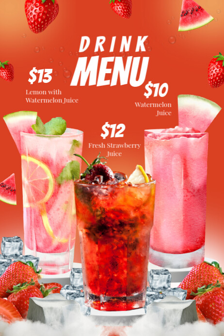 Copy of Red Illustrative Drink Menu Poster | PosterMyWall
