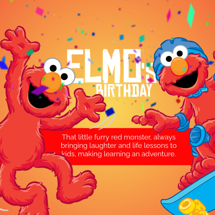 Copy of Red Illustrative Elmo's Birthday Instagram Post | PosterMyWall