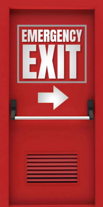 Red Illustrative Emergency Exit Door Roll Up Banner 3' × 6' Template ...