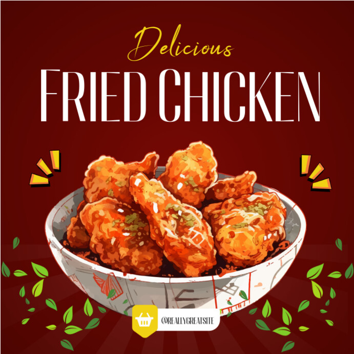Plantilla de Red Illustrative Fried Chicken Facebook Post | PosterMyWall