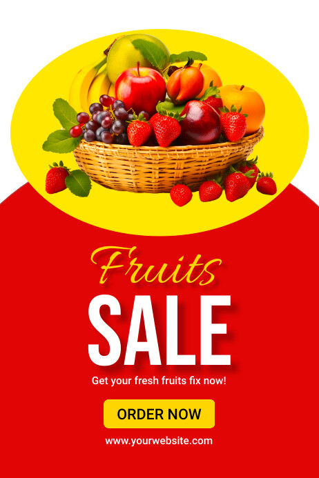 Red Illustrative Fruits Sale Poster Template | PosterMyWall
