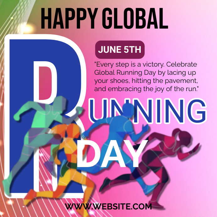 Red Illustrative Global Running Day Instagram Template | PosterMyWall