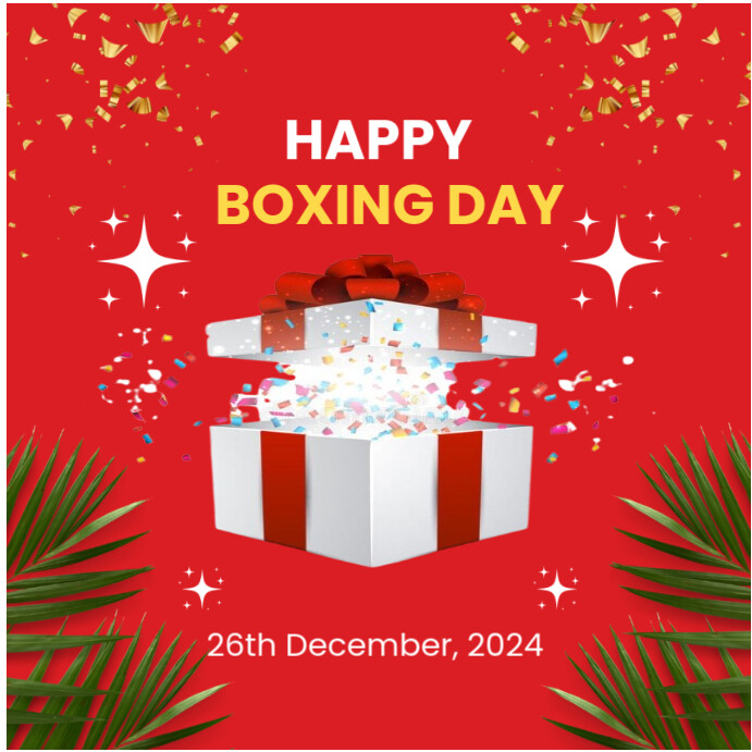 Red Illustrative Happy Boxing Day Instagram Post Template | PosterMyWall
