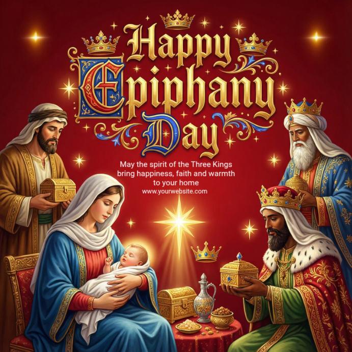 Red Illustrative Happy Epiphany Day Square (1:1) Template | PosterMyWall