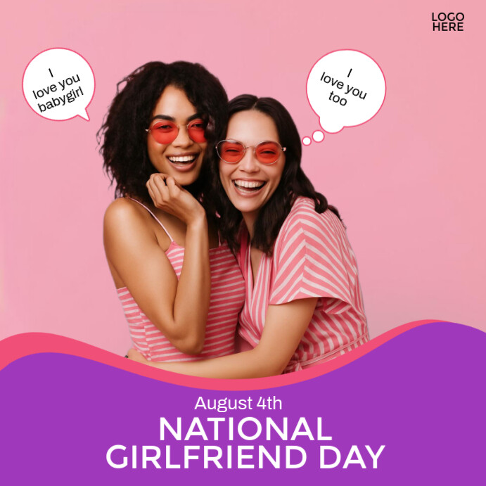 Red Illustrative Happy Girlfriend Day Design Template Instagram Post ...