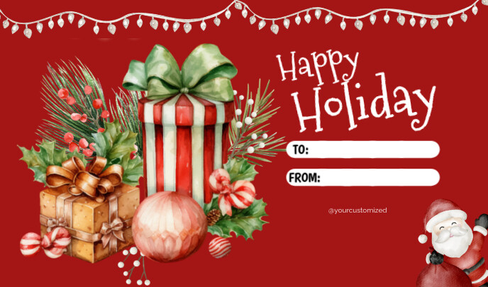 Red Illustrative Happy Holiday Tag Template | PosterMyWall