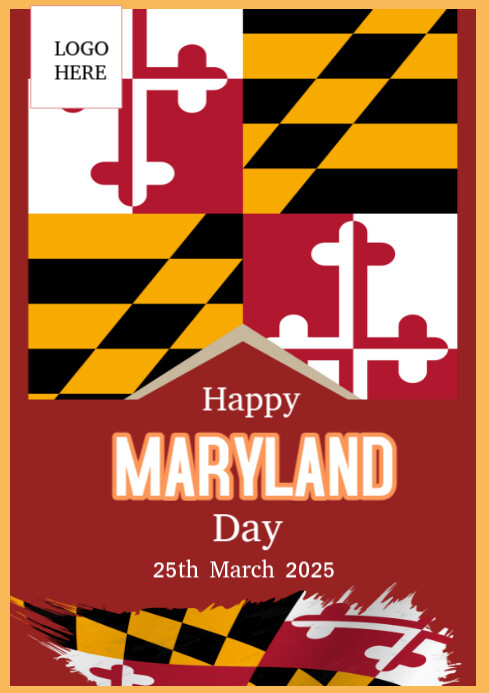 Red Illustrative Happy Maryland Day Flyer A4 Template | PosterMyWall
