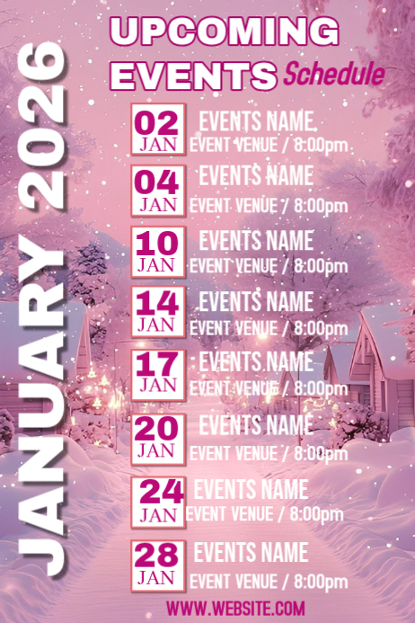 Plantilla de Red Illustrative January Upcoming Events 2026 Poster ...