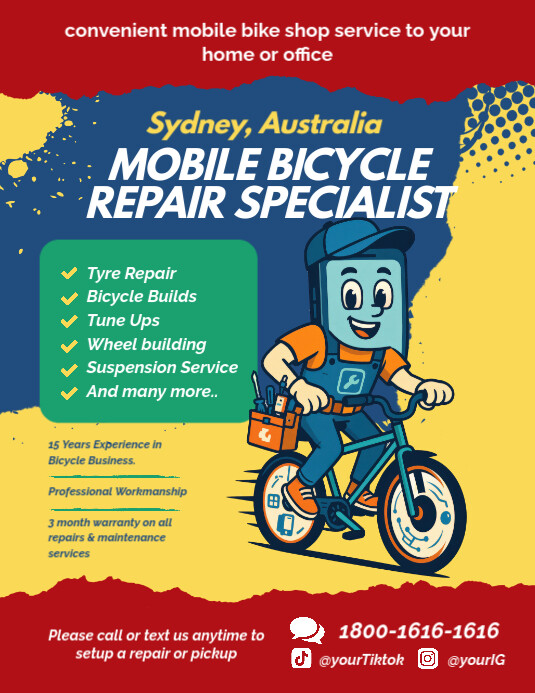 Copy of Red Illustrative Mobile Bicycle Repair Specialist Flyer Flyer ...