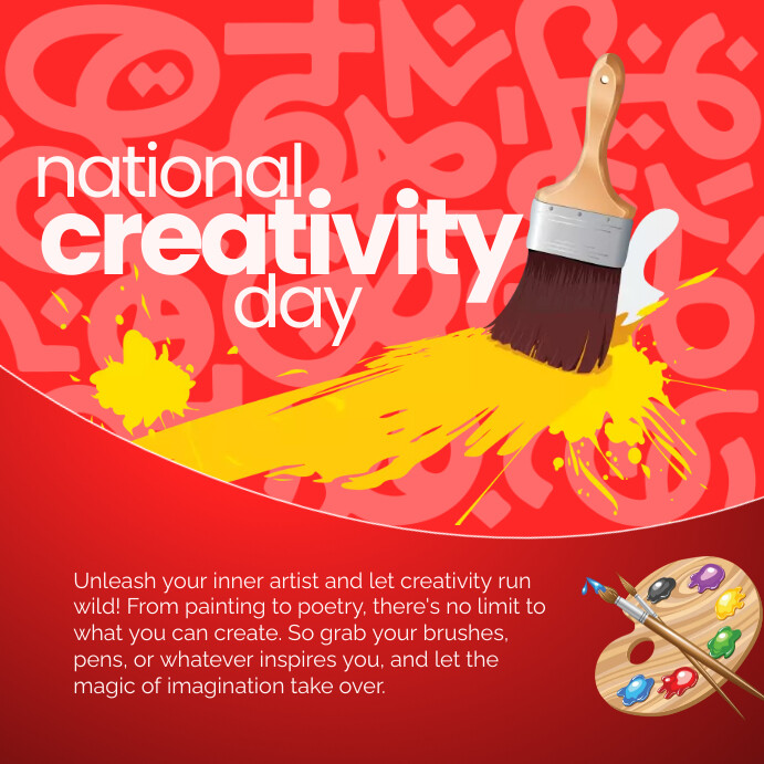 Red Illustrative National Creativity Day Ins Template | PosterMyWall