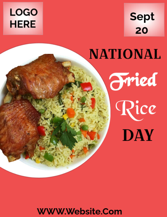 Red Illustrative National Fried Rice Day Fly Template | PosterMyWall