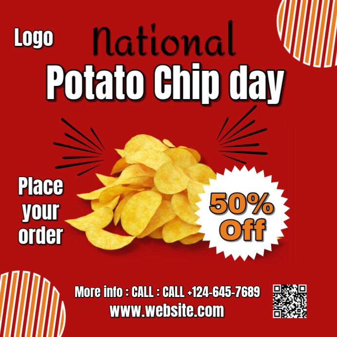 Modèle Red Illustrative National Potato Chip Day Instagram Post ...