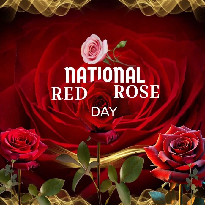Plantilla de Red Illustrative National Red Rose Day Insta | PosterMyWall
