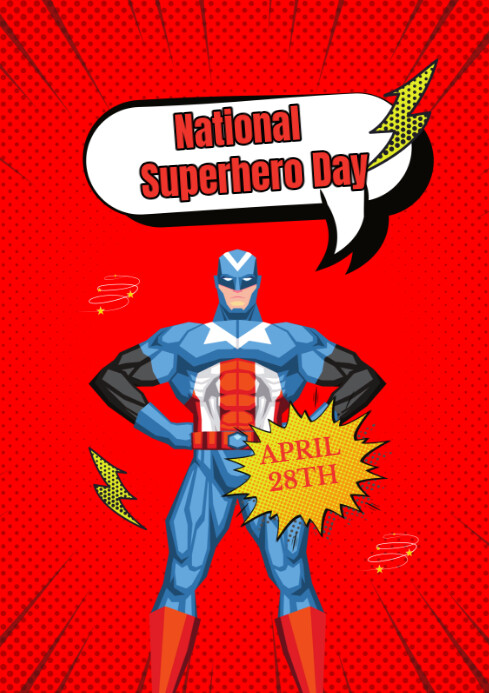 Copy of Red Illustrative National Superhero Day A4 | PosterMyWall