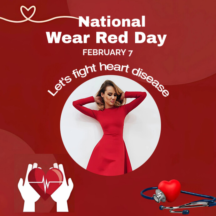 Modèle Red Illustrative National Wear Red Day Instagram Post | PosterMyWall