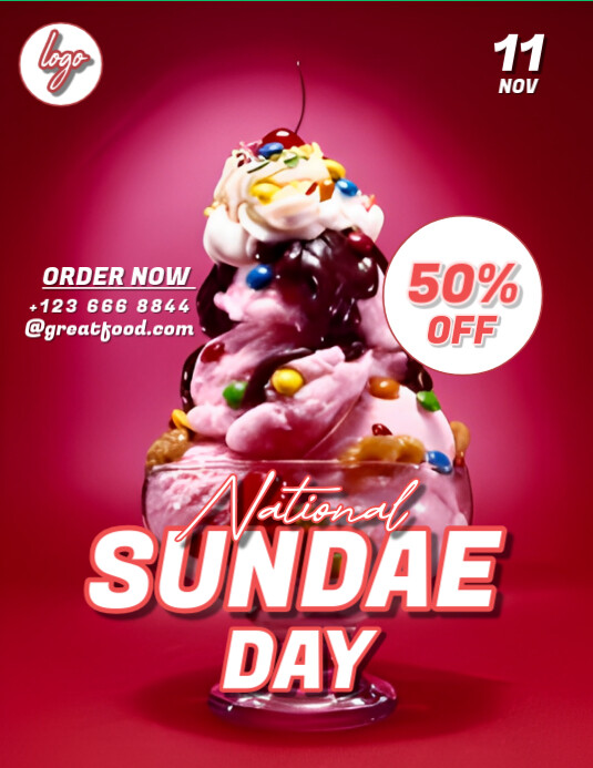 Copy of Red Illustrative Red Background Gradient National Sundae Day ...