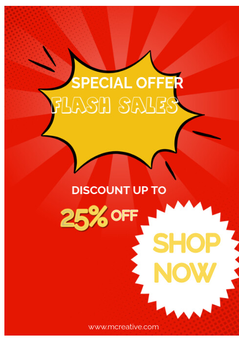 Plantilla de Red Illustrative Sales Promo Flyer A4 | PosterMyWall