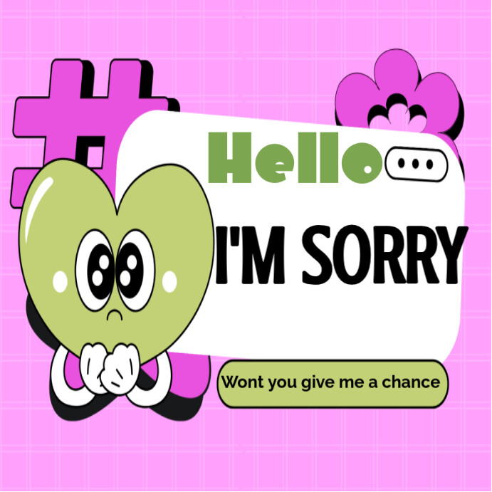 Red Illustrative Sorry Card Instagram Post Template | PosterMyWall