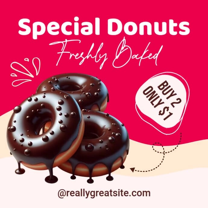 Red Illustrative Special Donuts Instagram Post Template | PosterMyWall