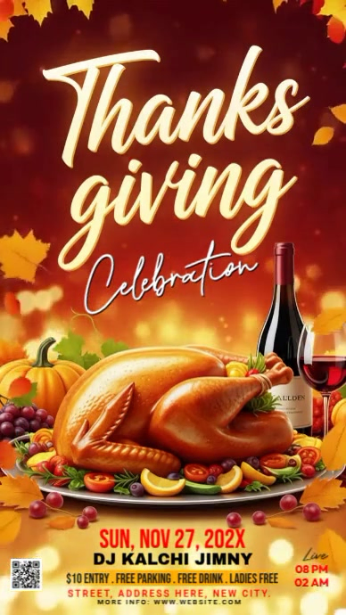 Red Illustrative Thanksgiving Celebration Instagram Story Template ...