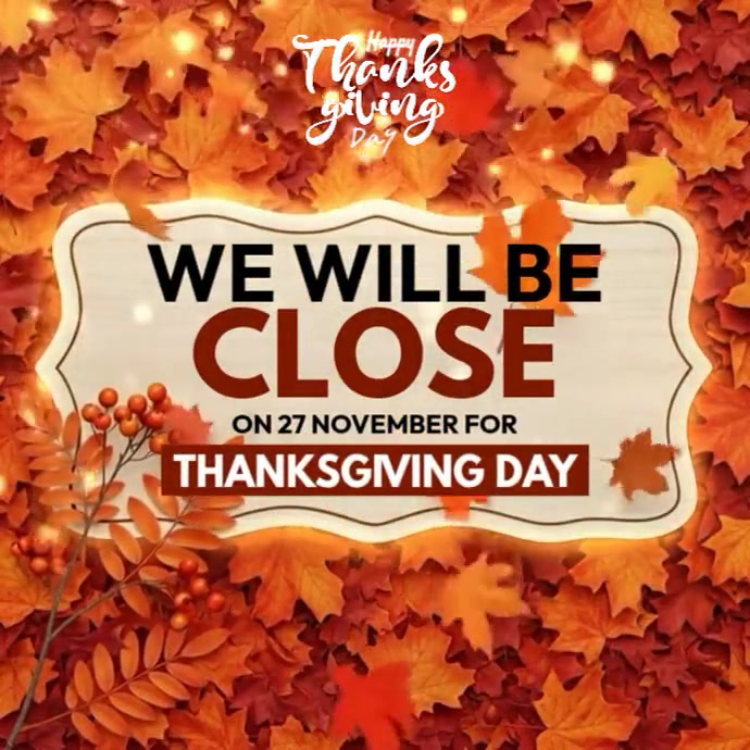 Red Illustrative Thanksgiving Closure Instagram Post Template ...